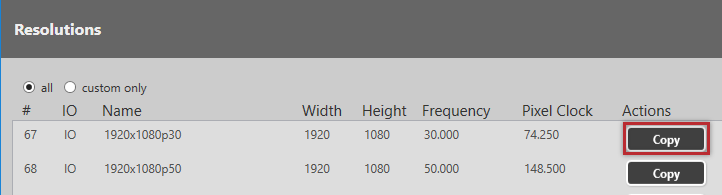 Creating and editing custom resolutions